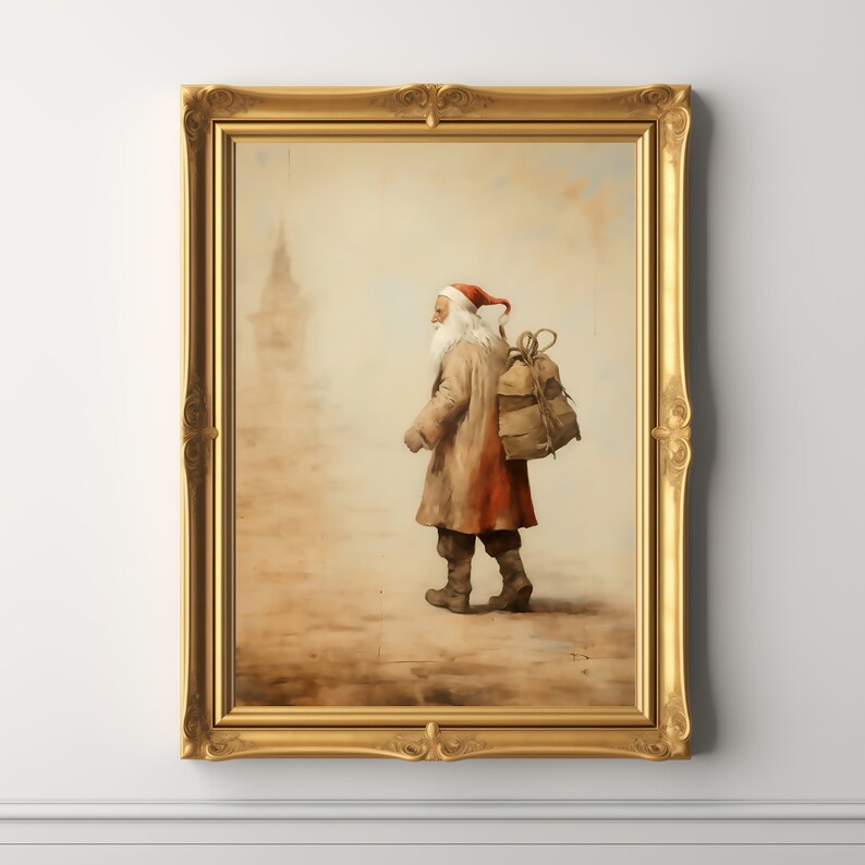 Old World Santa Painting Digital Art DIGITAL DOWNLOAD Rustic Farmhouse ...