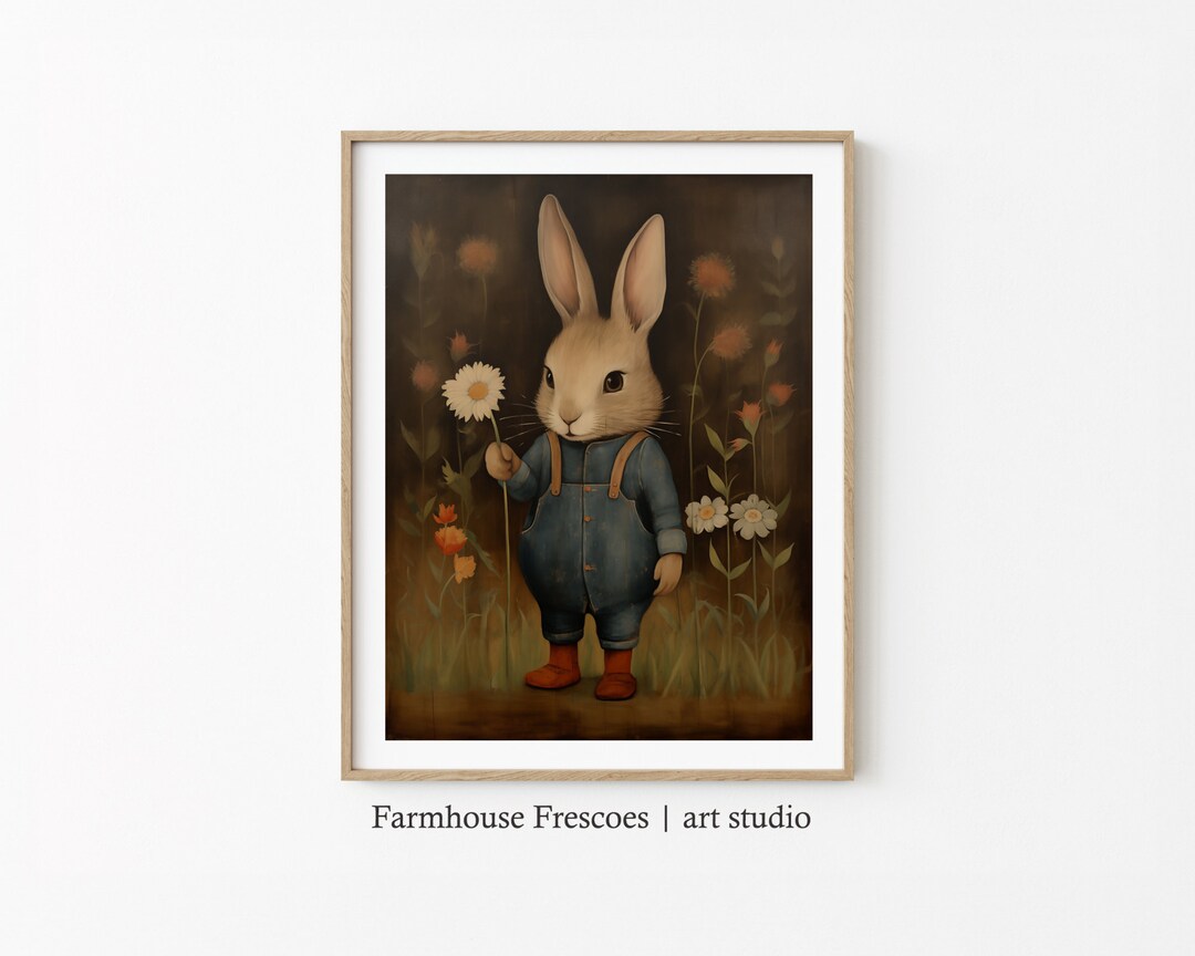 Printable Easter Rabbit Painting Farmhouse Easter Wall Art Country ...