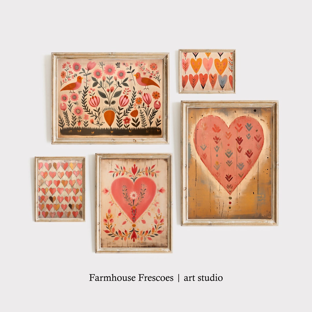 Valentine Gallery Wall Art SET of Five DIGITAL DOWNLOAD Farmhouse ...