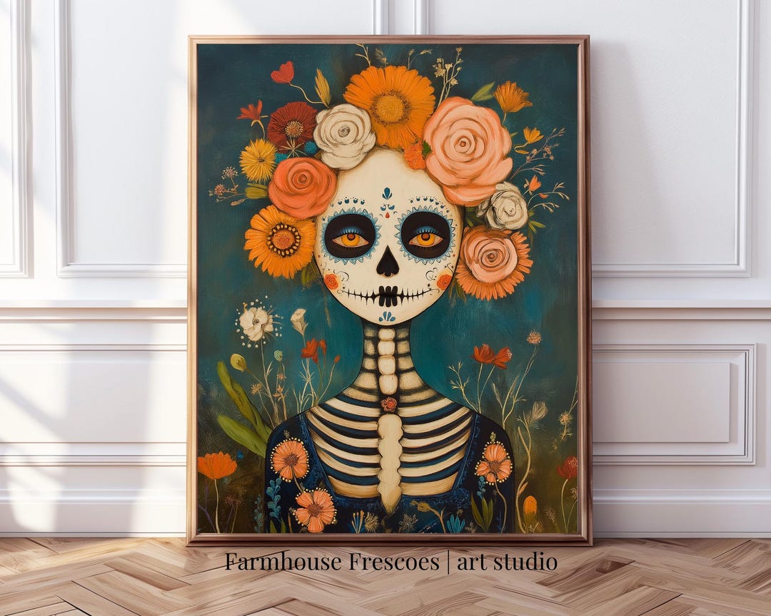Printable Day of the Dead Painting | Dia De Los Muertos Wall Art Print ...