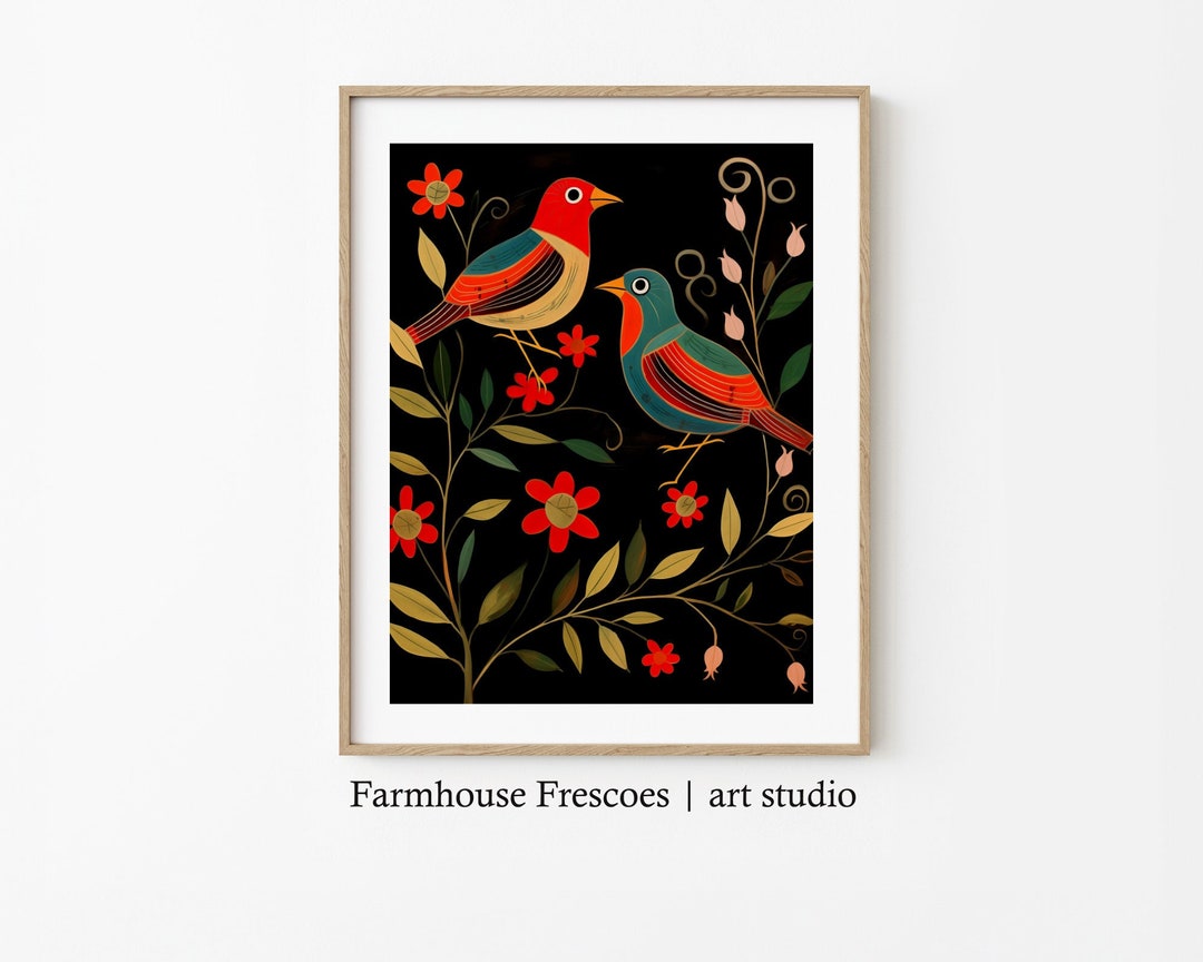 Printable Bird Painting DIGITAL DOWNLOAD Rustic Farmhouse Art Farmhouse ...
