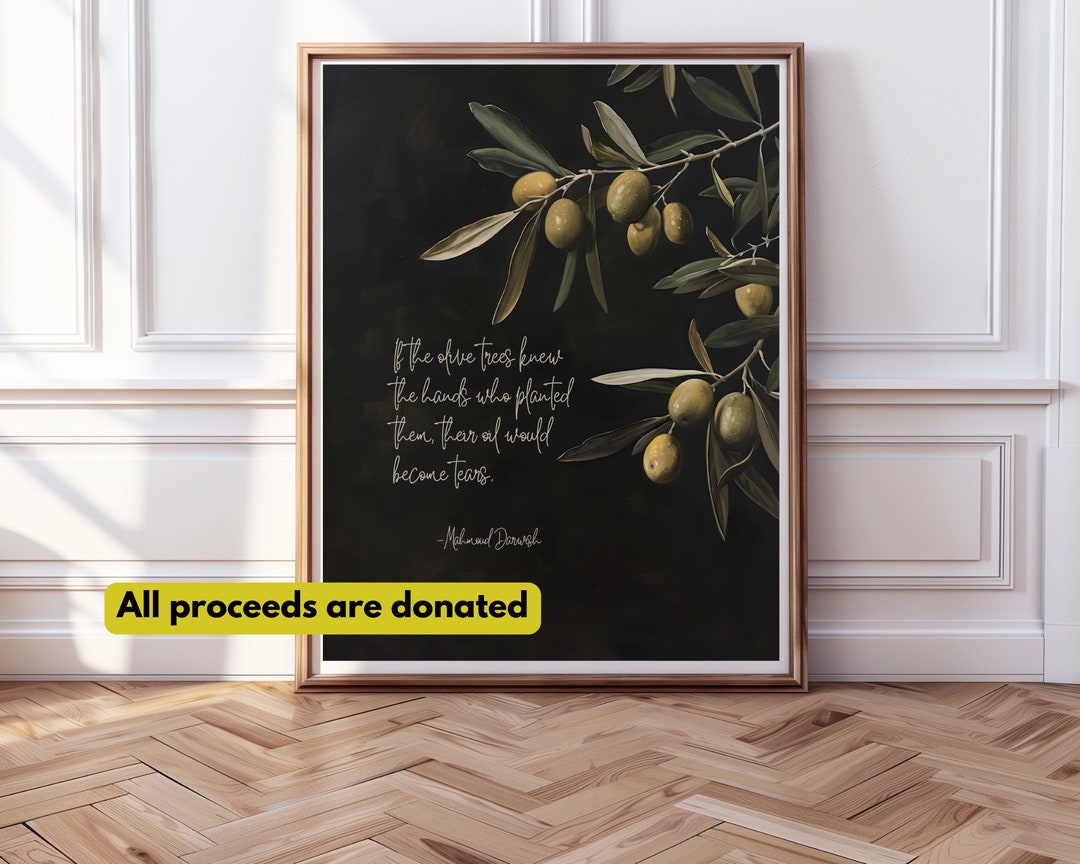 PRINTABLE Palestinian Olive Tree Painting Mahmoud Darwish Wall Art ...