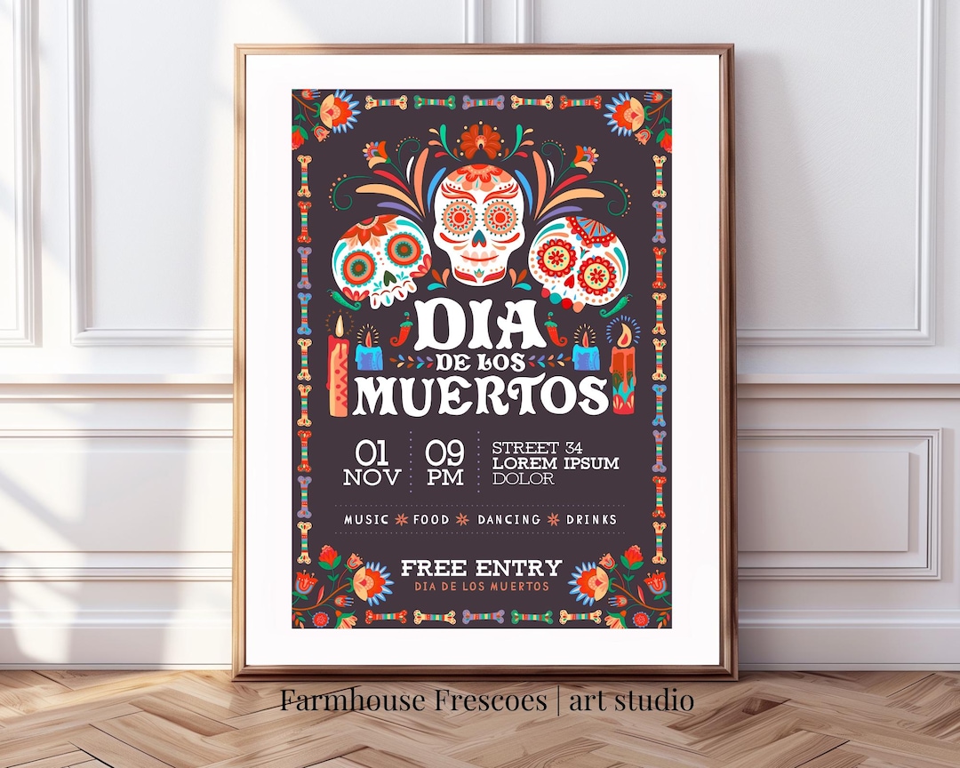 Printable Day of the Dead Poster | Dia De Los Muertos Wall Art | Day of ...