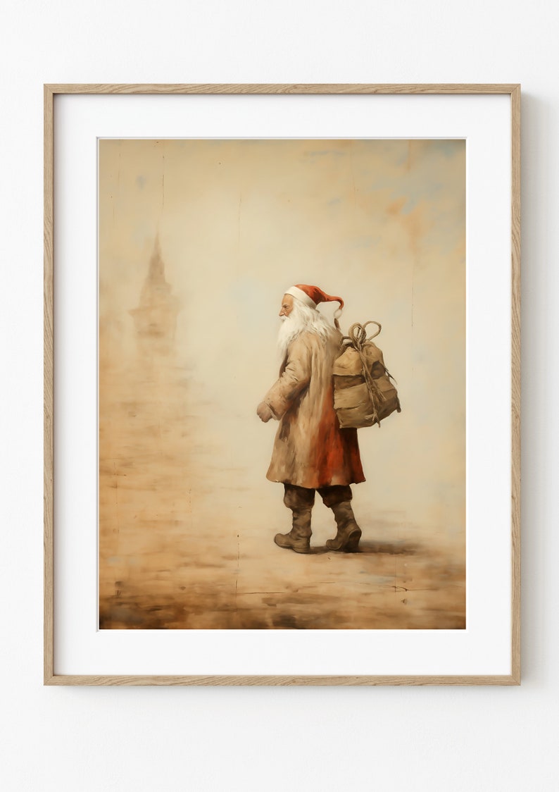Old World Santa Painting Digital Art DIGITAL DOWNLOAD Rustic Farmhouse ...