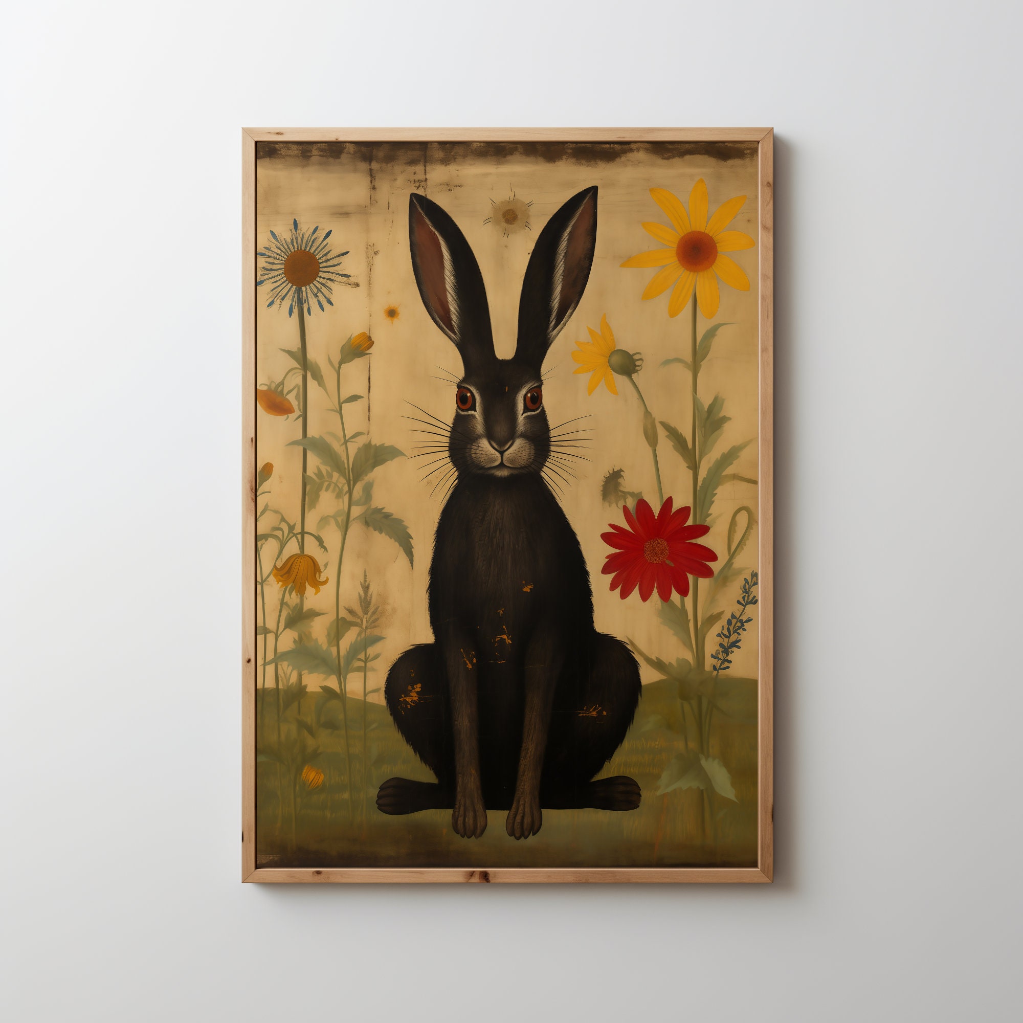 Printable Gallery Wall Art SET Set of 6 Rabbit Paintings Easter Rabbit ...