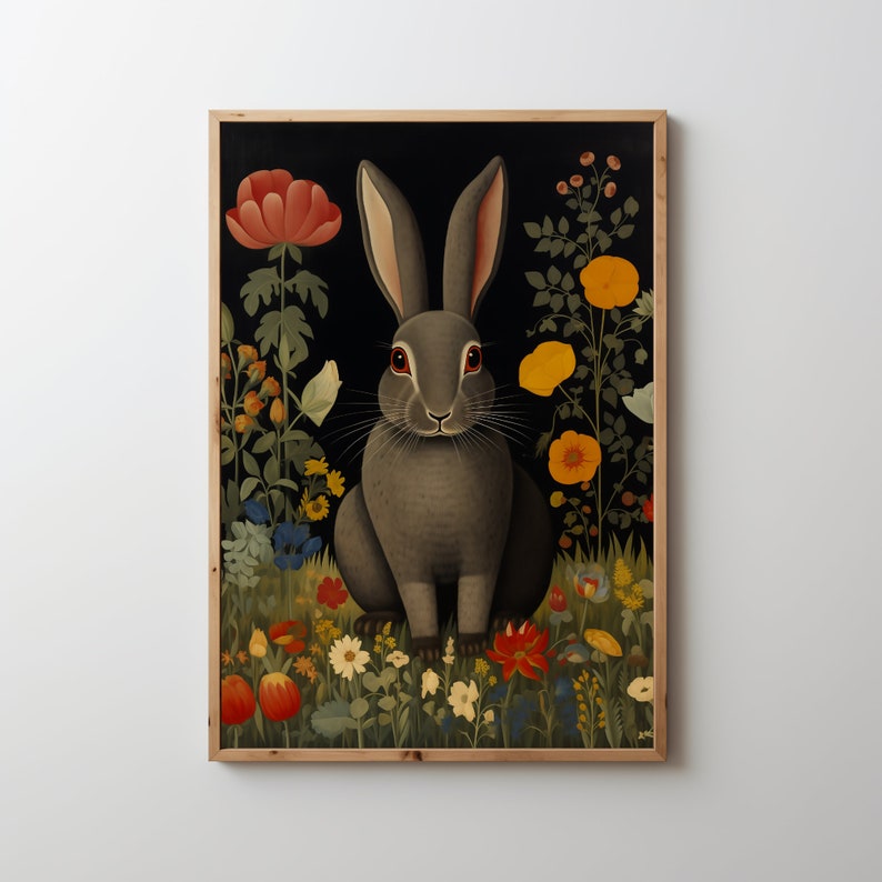 Printable Gallery Wall Art SET Set of 6 Rabbit Paintings Easter Rabbit ...
