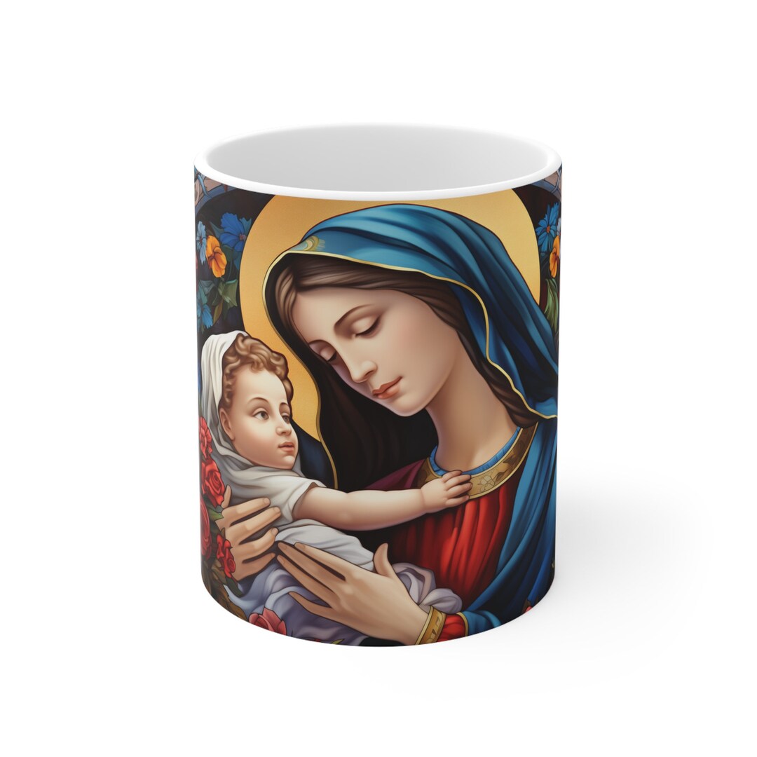Virgin Mary Vibrant Portrait Art Mug 1 - Etsy