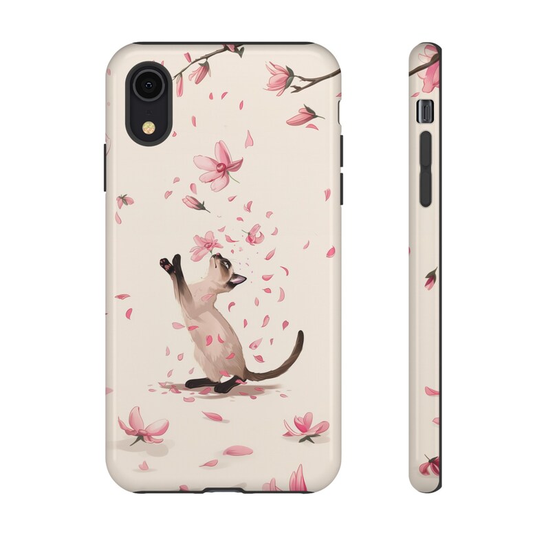 Siamese Cat in Cherry Blossoms Phone Case 9, Falling Flowers Gifts for ...