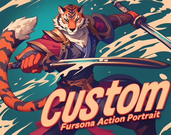 Custom Fursona Action Portrait, Furry Art Commission, Fursona Custom OC ...