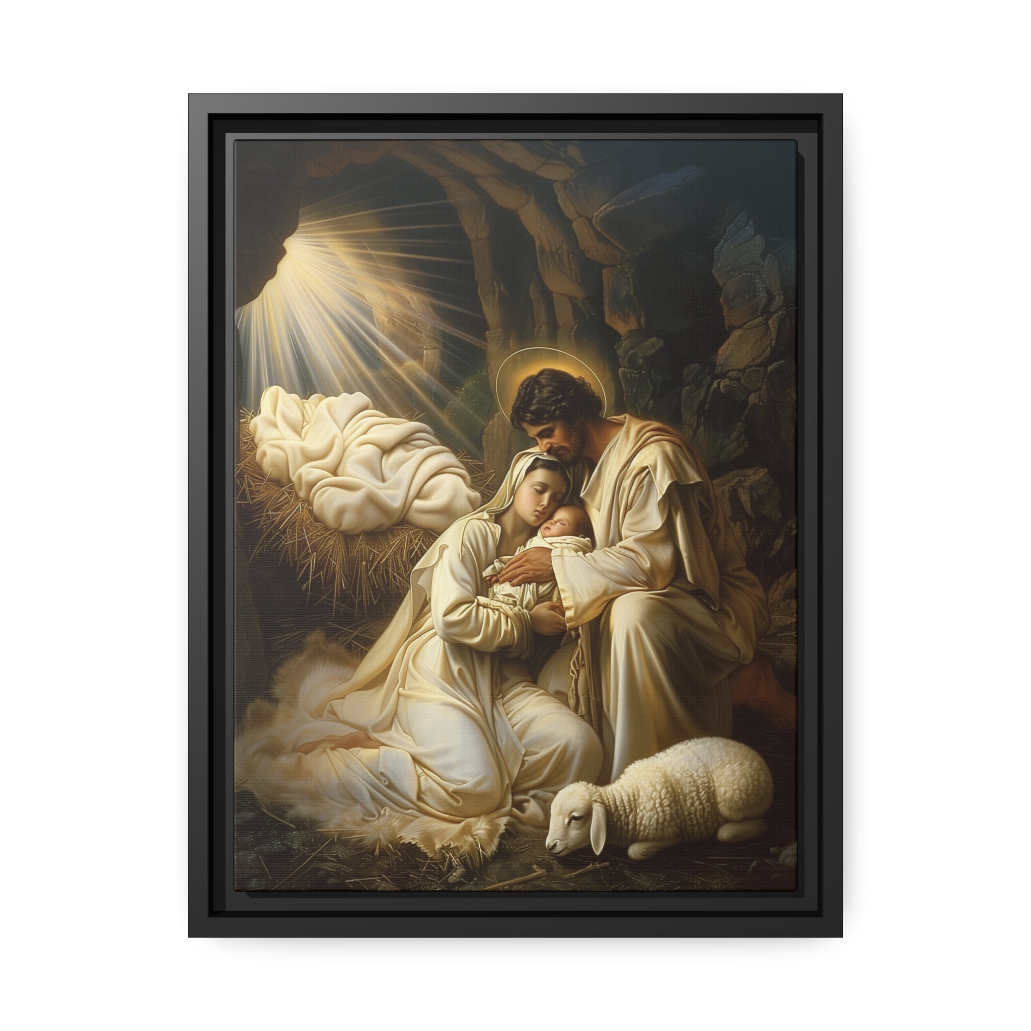 Birth in a Manger 2, St Joseph Baby Jesus Virgin Mary, Matte Canvas Eco ...