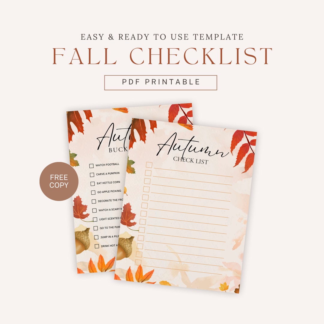 Fall Bucket List Printable, Autumn Bucket List Template, Editable Fall Bucket List, Autumn ...