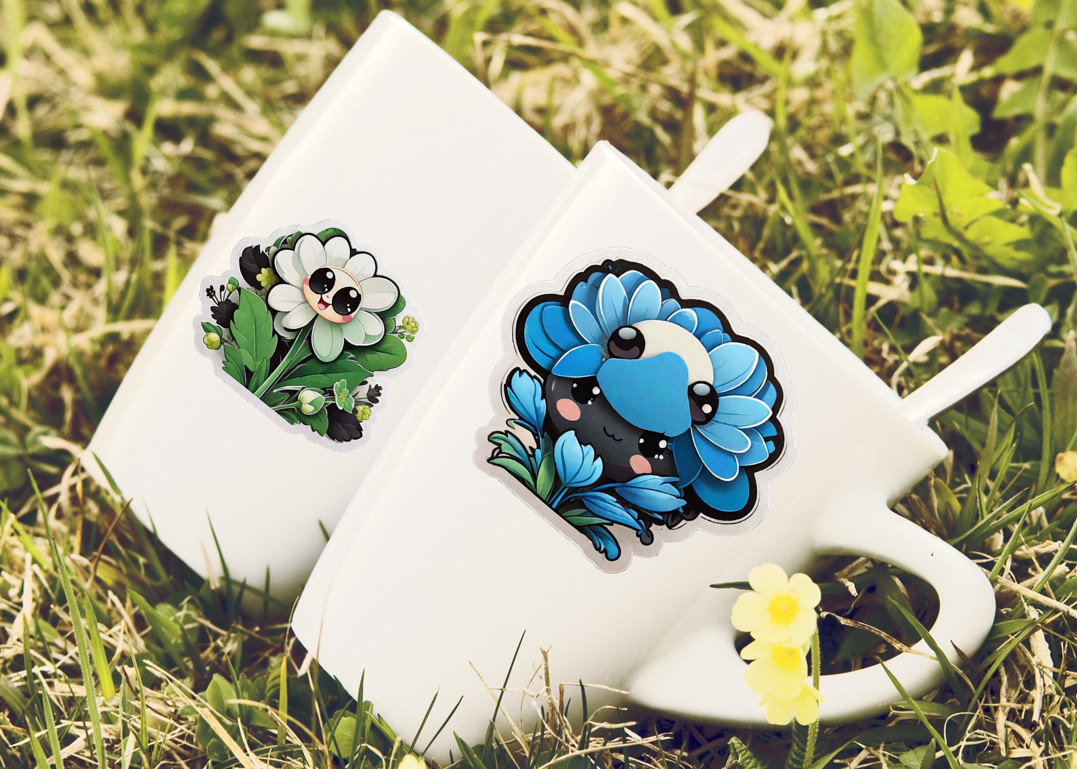 Cute Flowers Sticker PNG Pack, Flowers Sticker Set, Flowers PNG ...