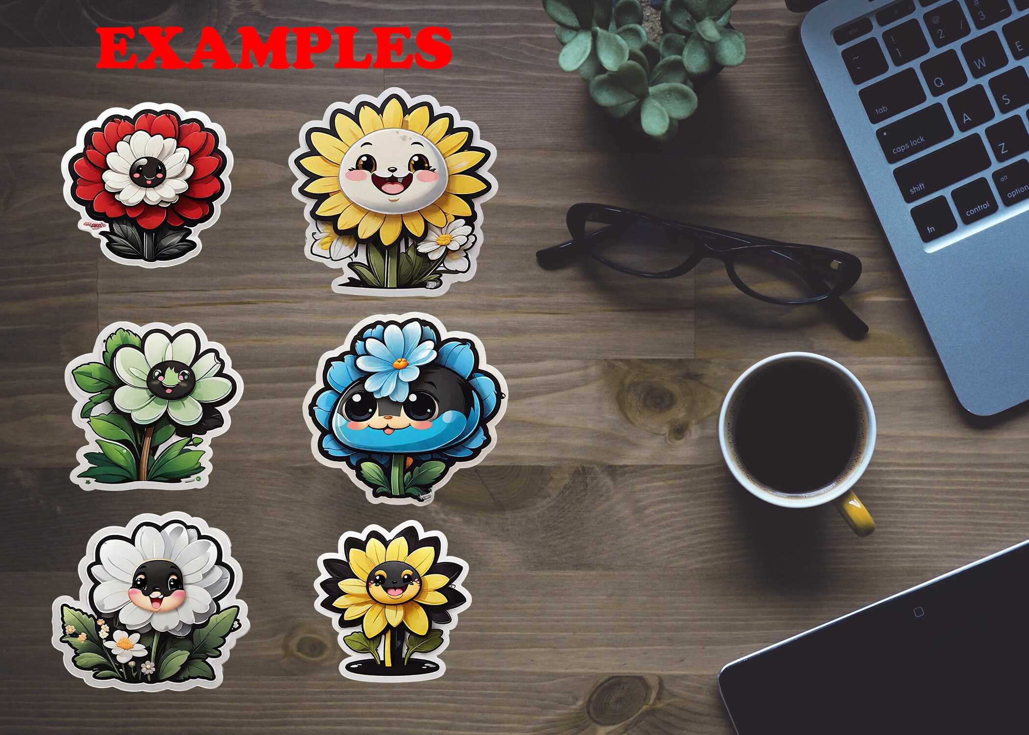 Cute Flowers Sticker PNG Pack, Flowers Sticker Set, Flowers PNG ...