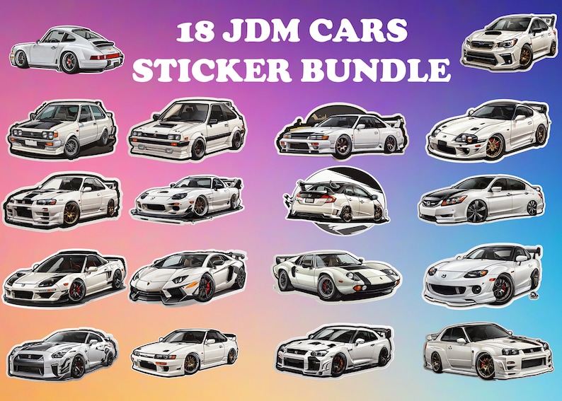 JDM Cars Sticker PNG Pack, Jdm Cars Sticker Set, Jdm Cars PNG, Sticker ...