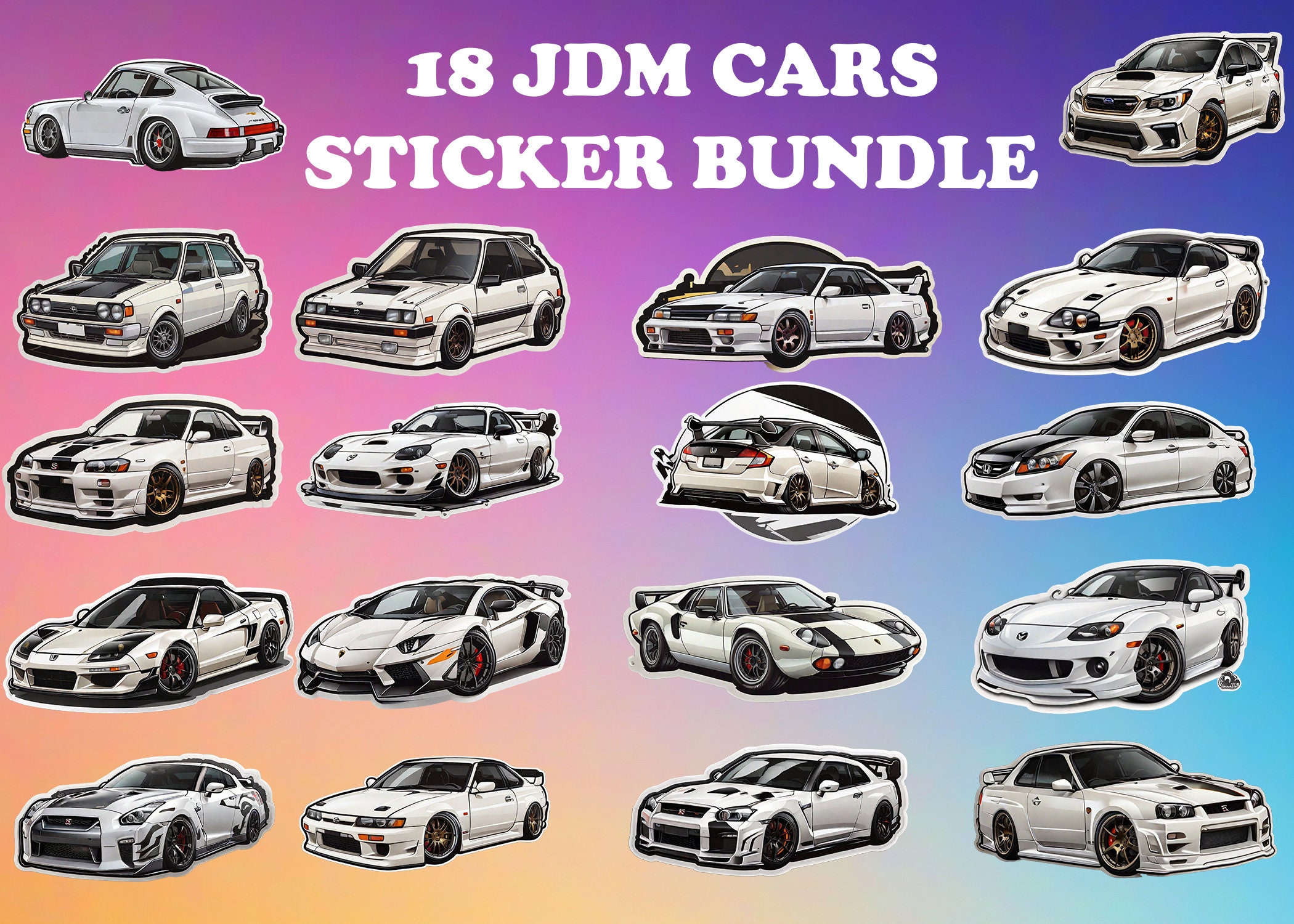 JDM Cars Sticker PNG Pack, Jdm Cars Sticker Set, Jdm Cars PNG, Sticker ...