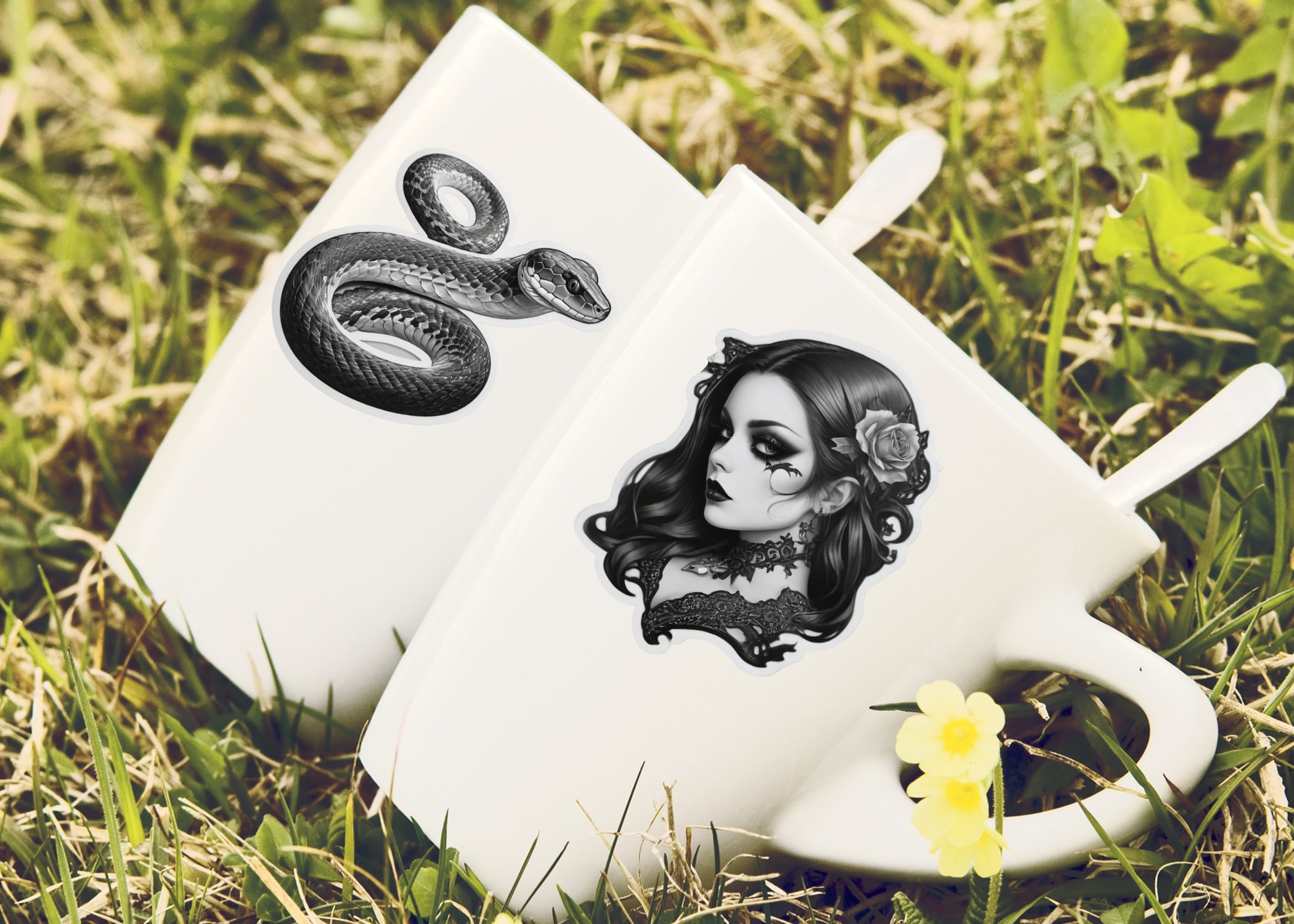 Goth Black and White Sticker PNG Pack, Sticker Set, Goth PNG, Sticker ...