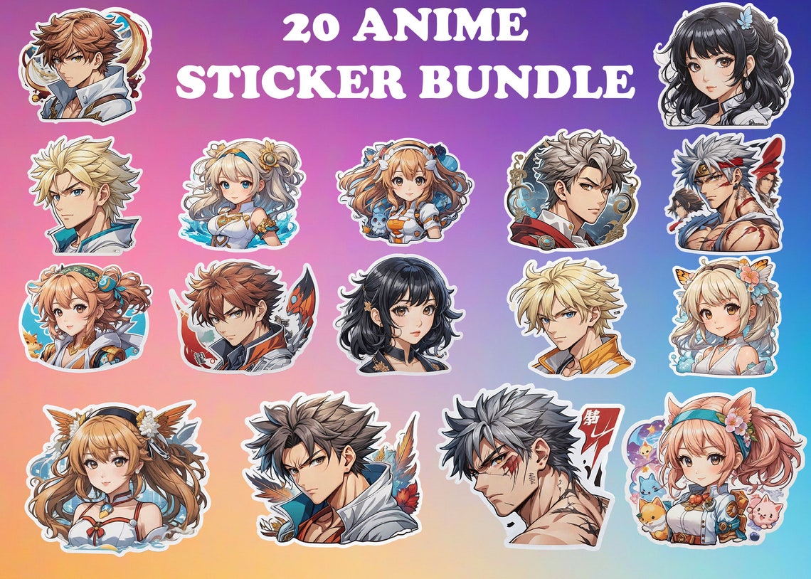 Anime Sticker PNG Pack, Anime Sticker Set, Anime PNG, Anime SVG, Anime ...