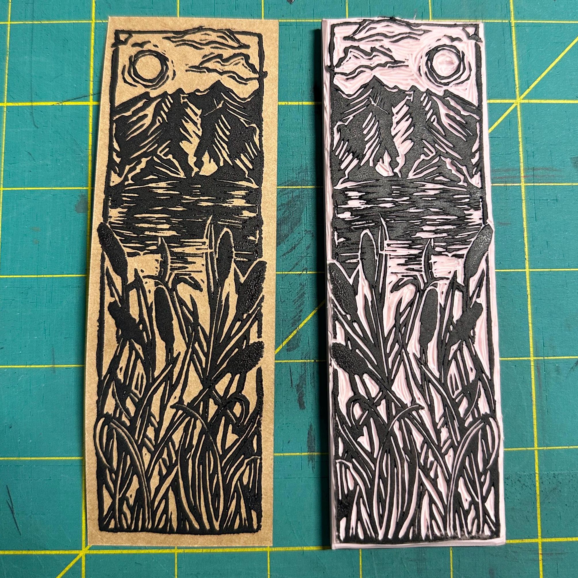 Utah Lake | Linocut Bookmark | Brown - Etsy