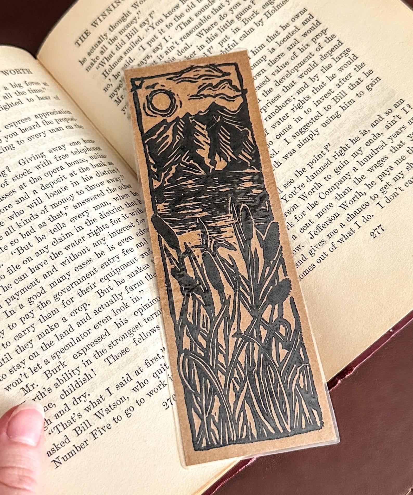 Utah Lake | Linocut Bookmark | Brown - Etsy