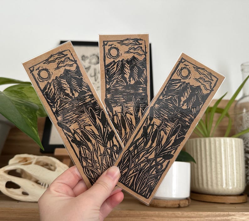 Utah Lake | Linocut Bookmark | Brown - Etsy