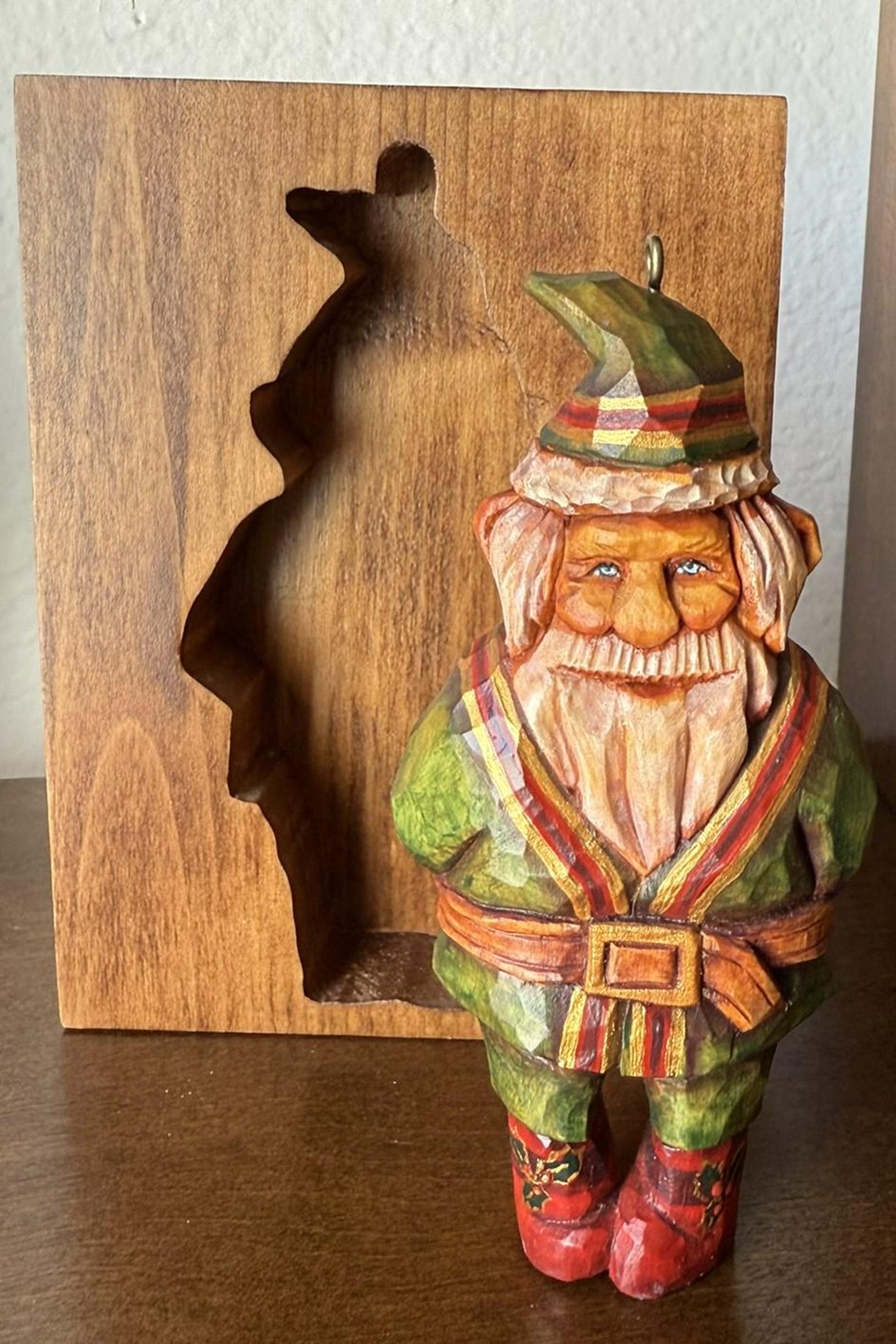 Unique | Hand Carved | Ornament | One of a Kind | Santa | Wood | Adair ...