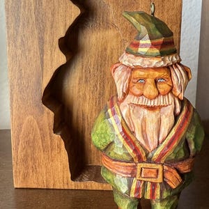 Unique | Hand Carved | Ornament | One of a Kind | Santa | Wood | Adair ...