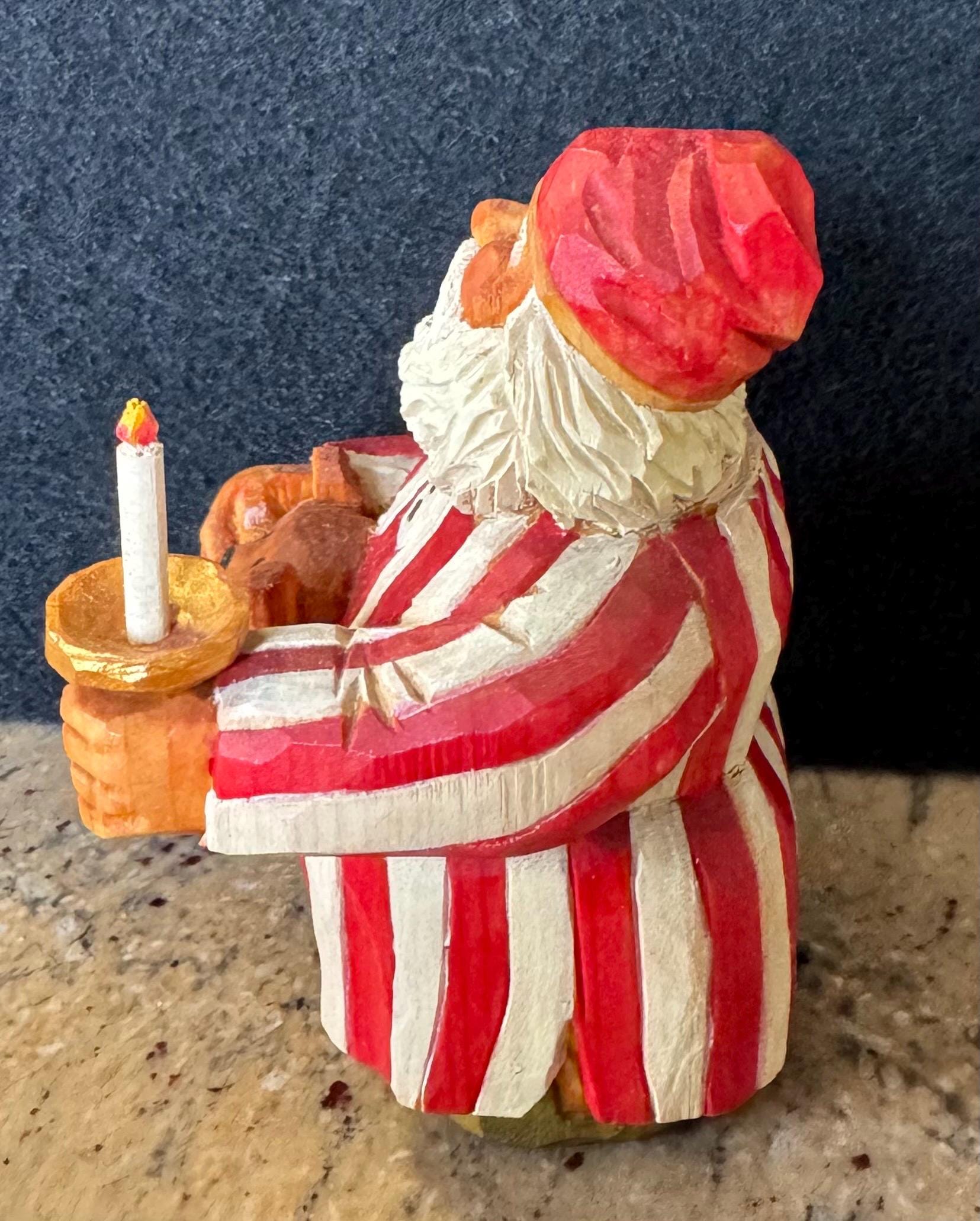Hand Carved Wood Unique Santa One of a Kind Joe Perkins Christmas Santa ...