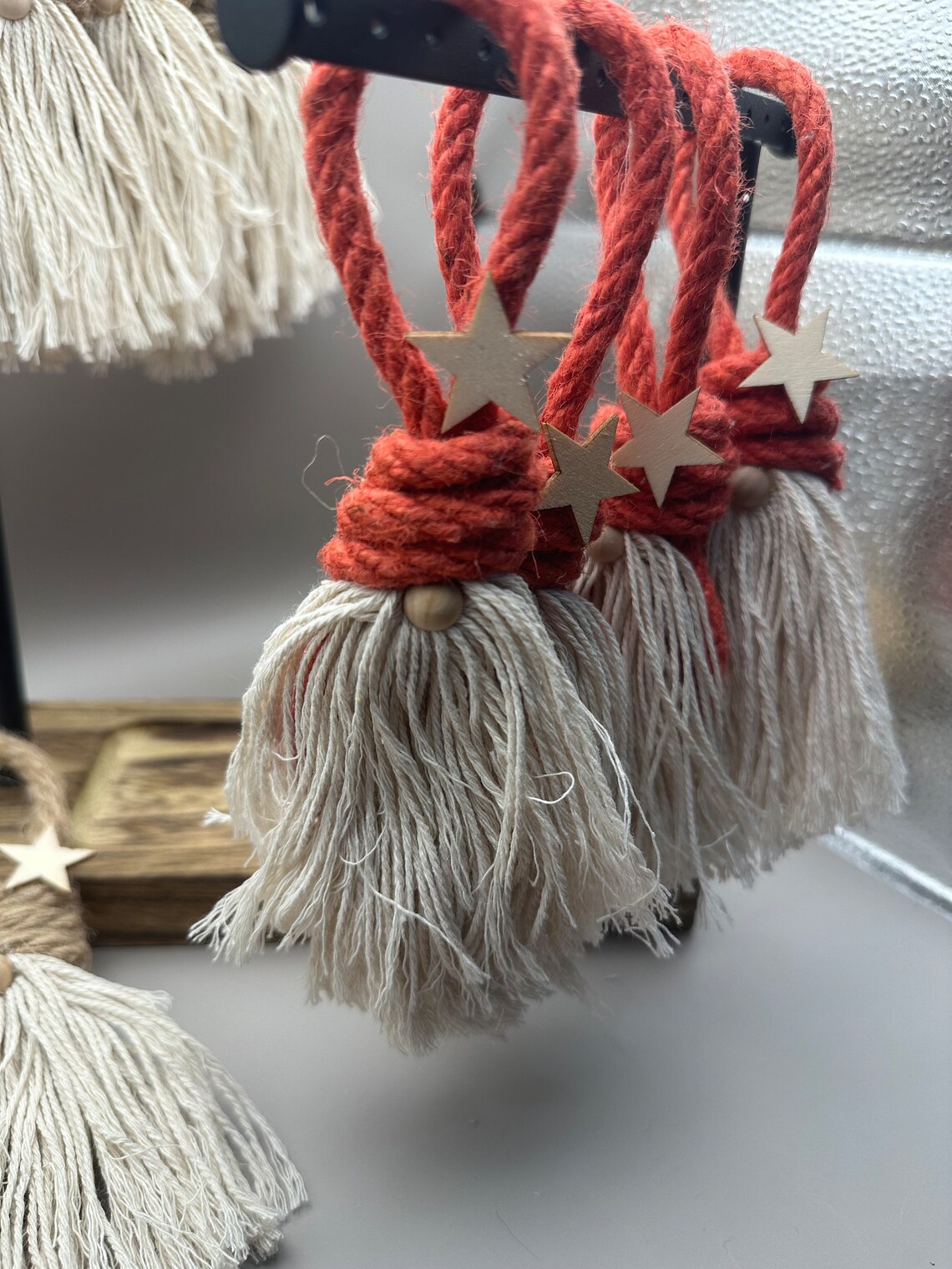 Gnome Ornament, Christmas Ornament, Handcrafted, Rope Ornament ...