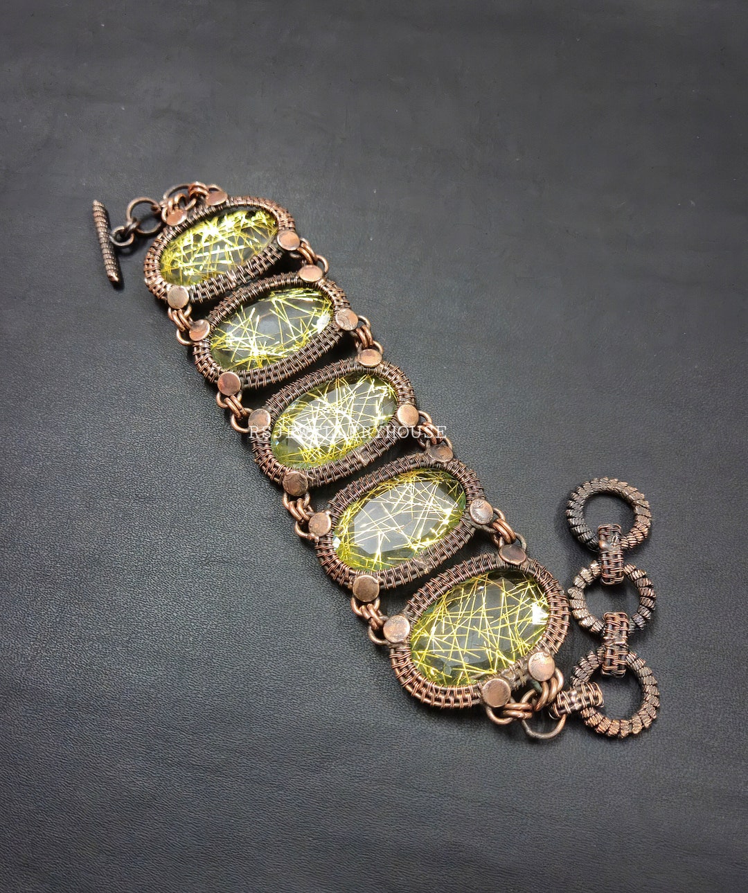 Faceted Golden Rutile Bangle Copper Wire Wrapped Cuff Bracelet Adjustable Bangle Gemstone Cuff ...