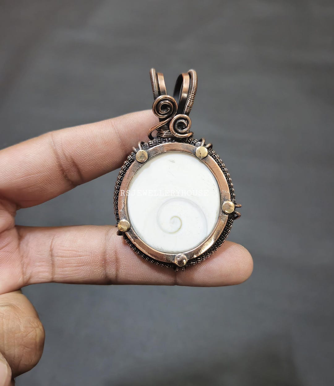 Shiva Eye Shell Pendant Natural Gemstone Jewelry Wire Wrapped Pendant ...