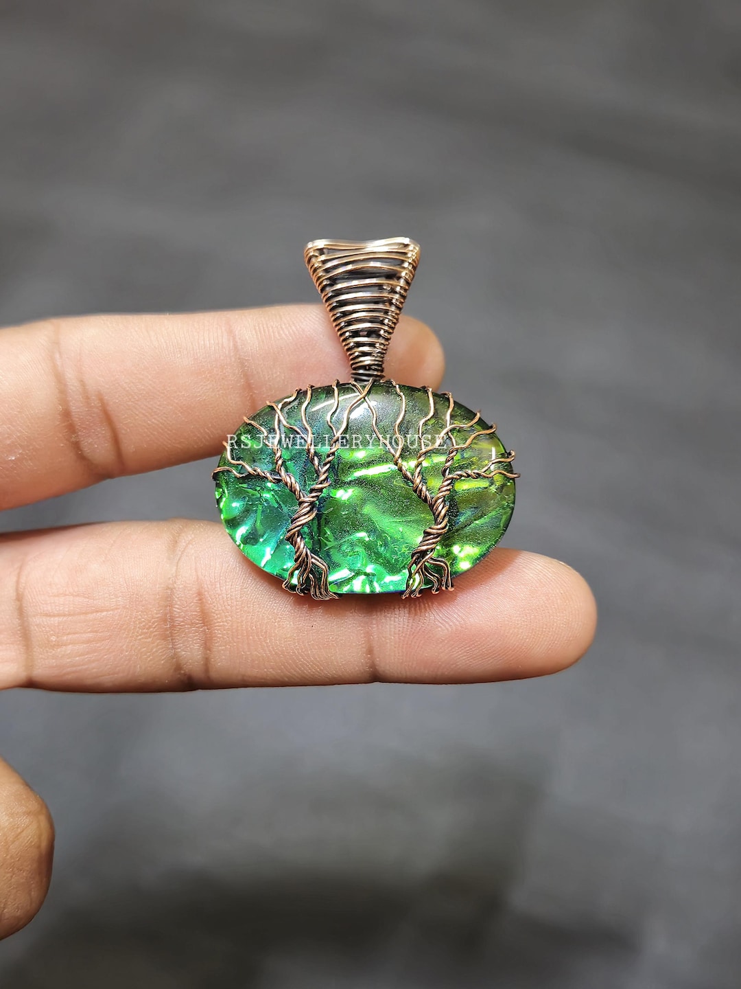 Two Tree of Life Australian Triplet Opal Pendant Copper Wire Wrapped ...