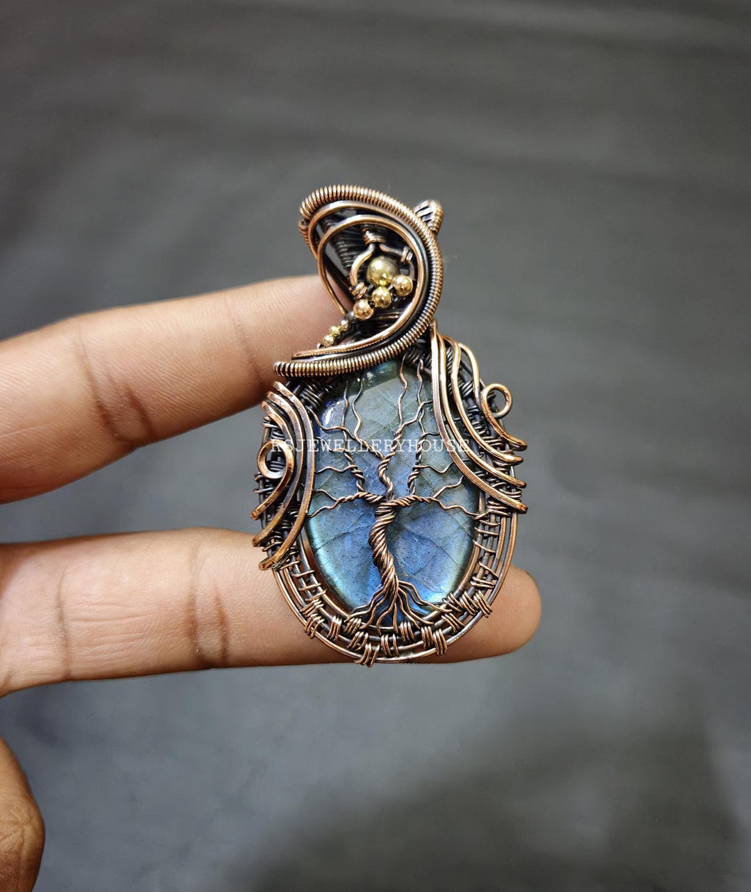 Gorgeous Tree of Life Labradorite Gemstone Pendant Copper Wire Wrapped ...
