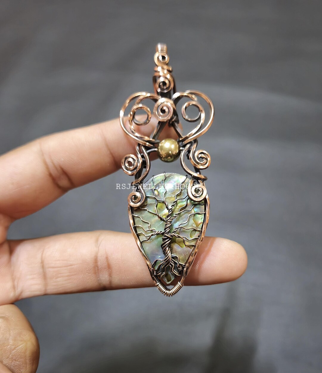 Excellent Quality Abalone Shell Tree of Life Pendant Copper Wire ...