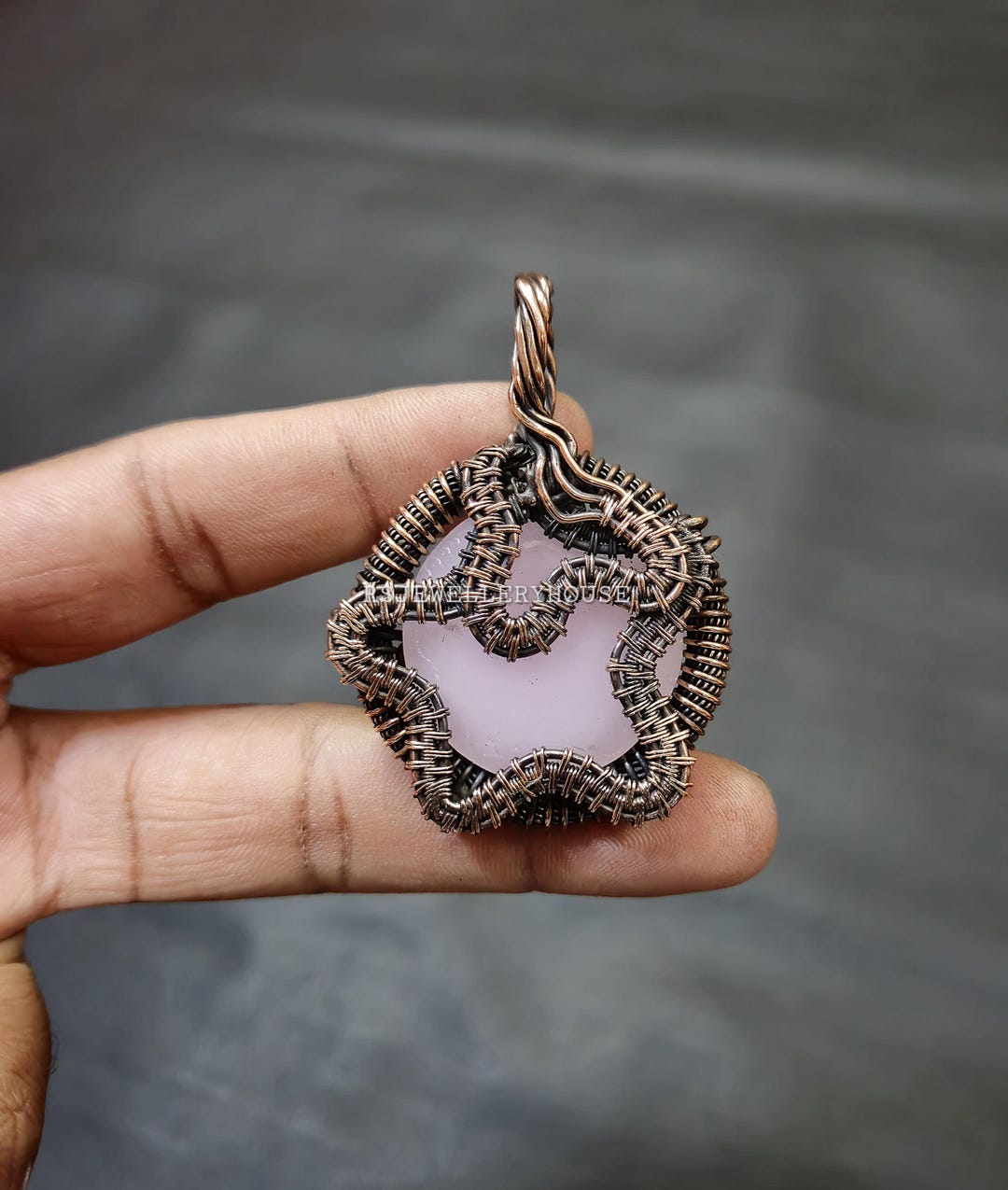 Rose Quartz Pendant Copper Wire Wrapped Jewelry Rose Quartz Gemstone ...