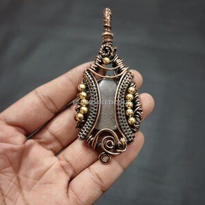 Silver Sheen Obsidian Pendant Copper Wire Wrapped Pendant Dainty ...