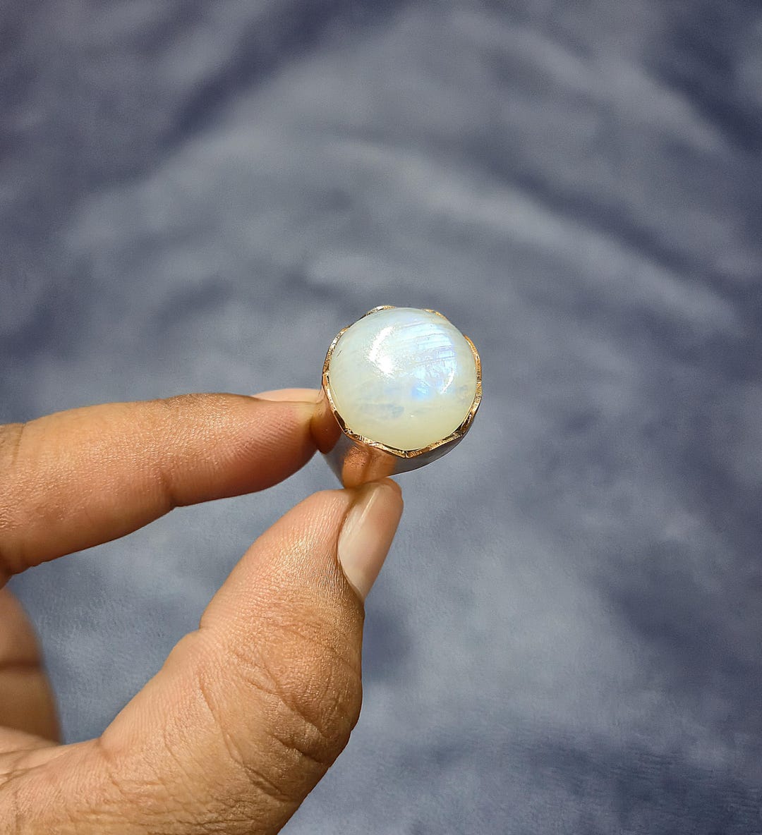 Handmade Copper Rainbow Moonstone Ring, Adjustable Gemstone Jewelry - Etsy
