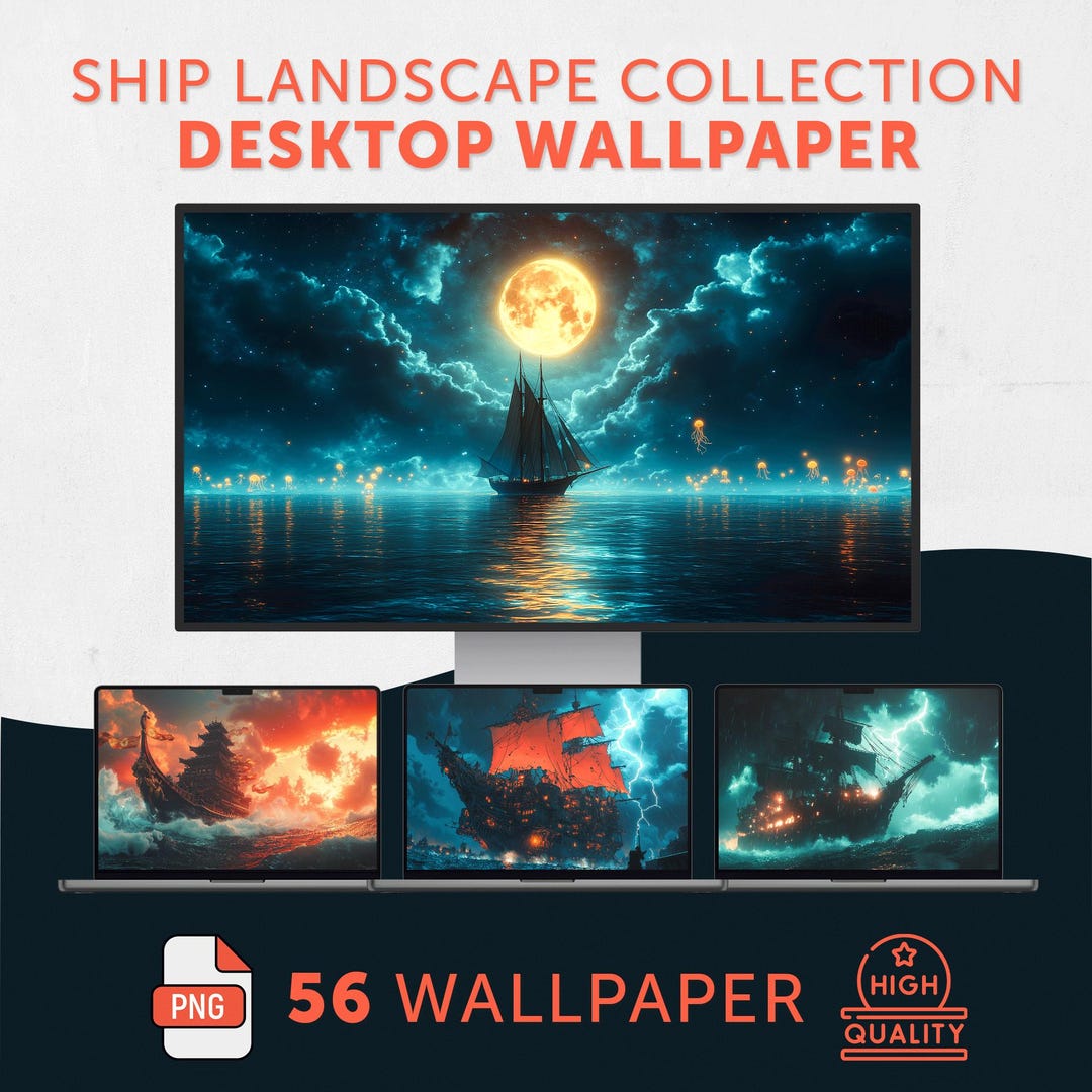 Epic Anime Ship Desktop Wallpaper | Cinematic Ocean Landscape for PC ...