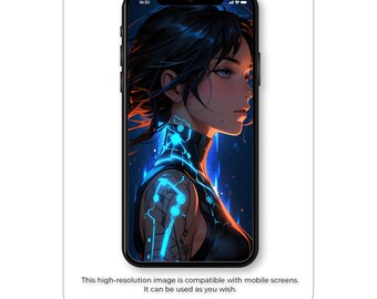 4K Cyberpunk Girl Phone Wallpaper | Digital Download Mobile Background ...
