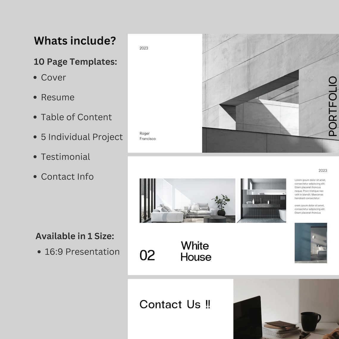 Minimal White Architecture, Interior, Design Portfolio Canva Template ...