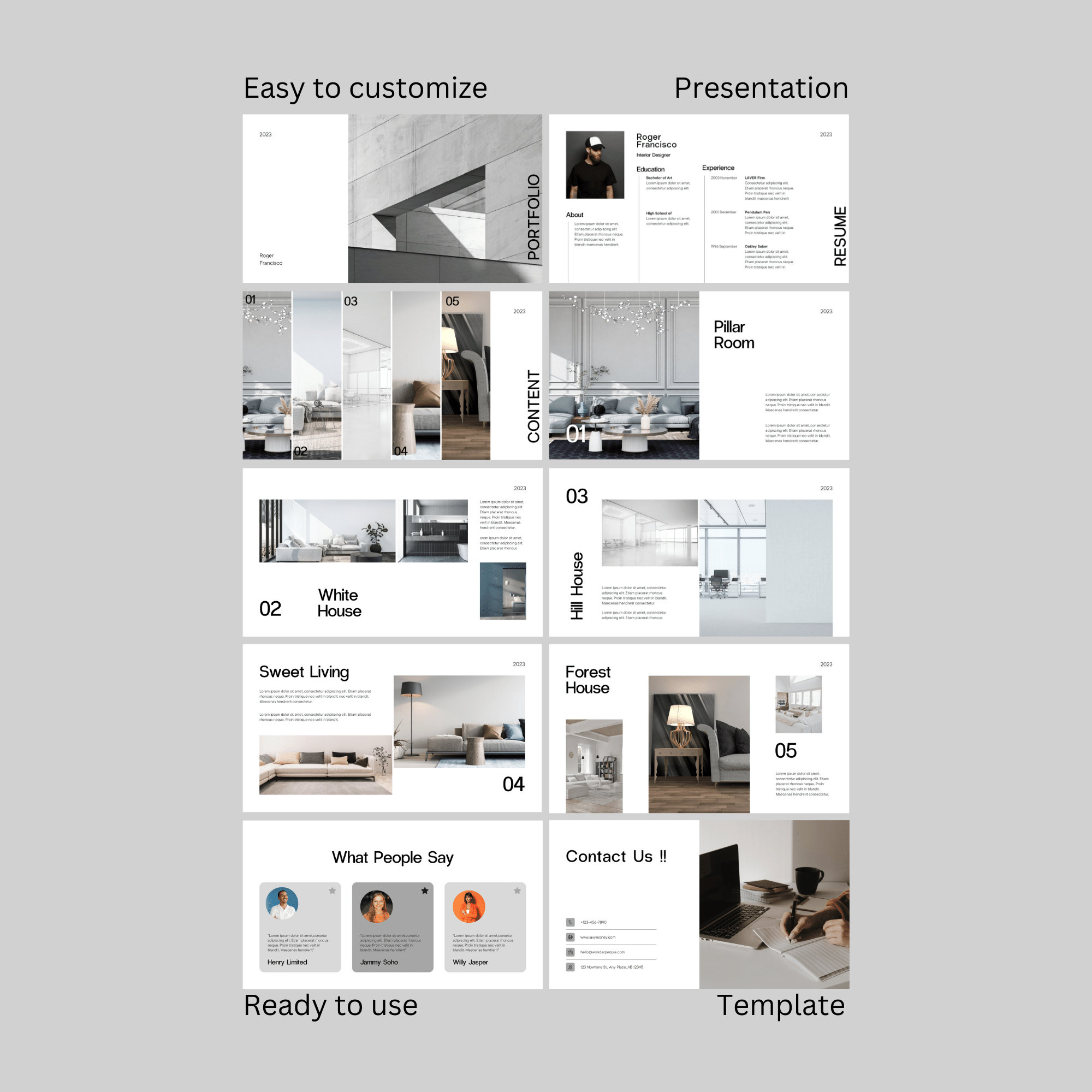 Minimal White Architecture, Interior, Design Portfolio Canva Template ...