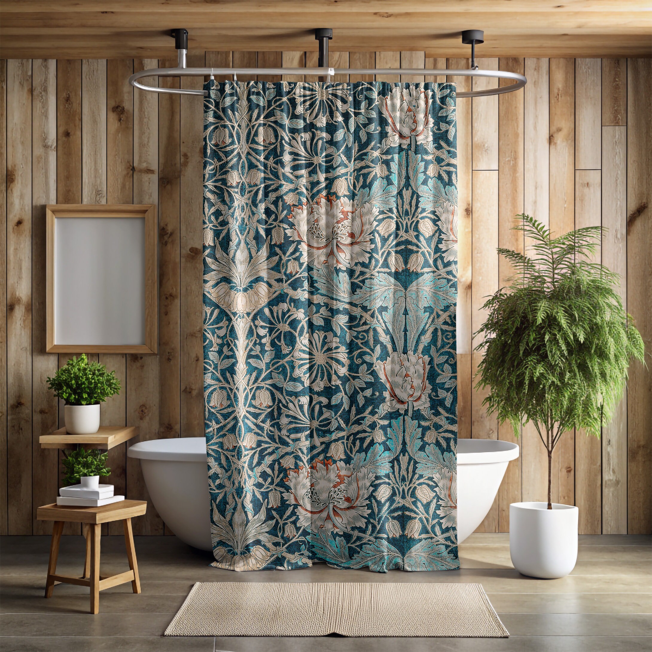 Shower Curtain Botanical Bath Decor Cottage Core Floral Shower Curtain ...