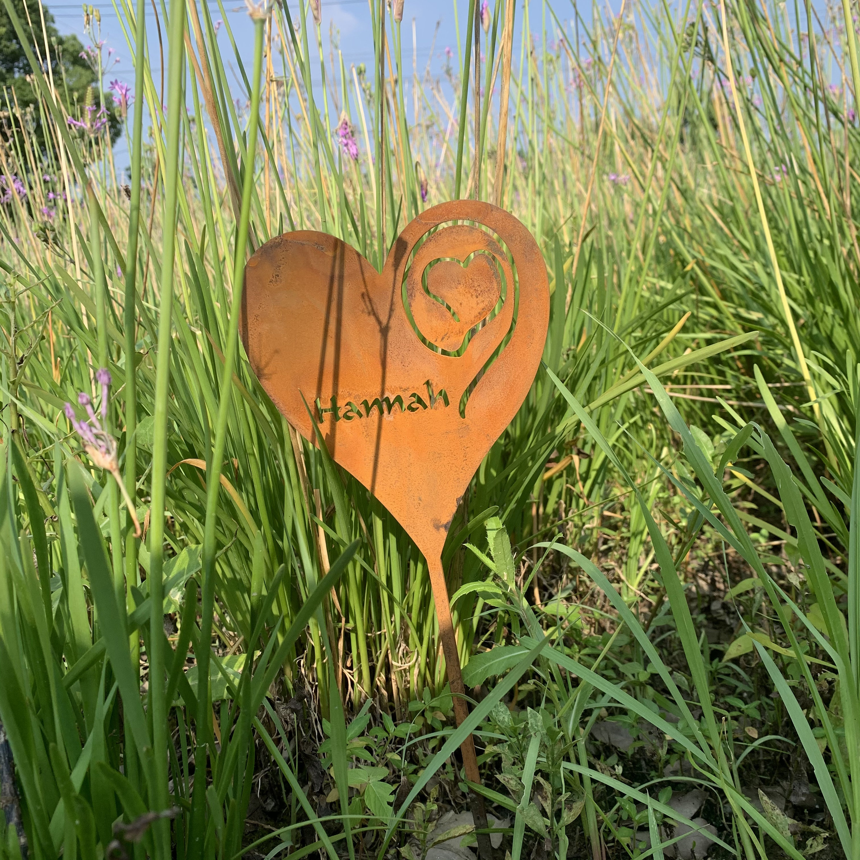 Heart Garden Stake, Rust Art Metal Stake, Garden Sculpture, Yard Garden ...