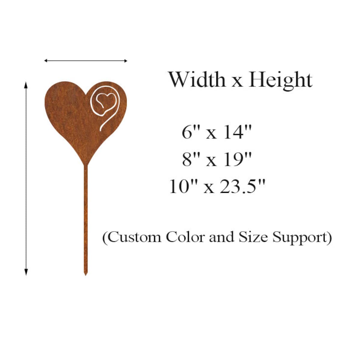 Heart Garden Stake, Rust Art Metal Stake, Garden Sculpture, Yard Garden ...