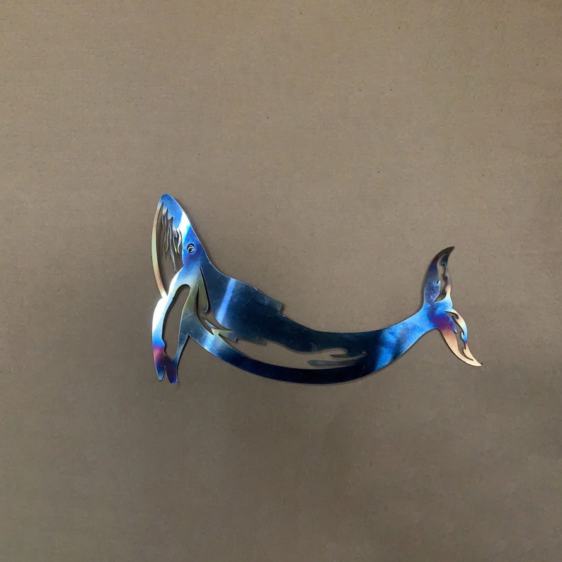 Heat Colored Metal Humpback Whale Wall Art, Bluing Ocean Art, Tropical ...