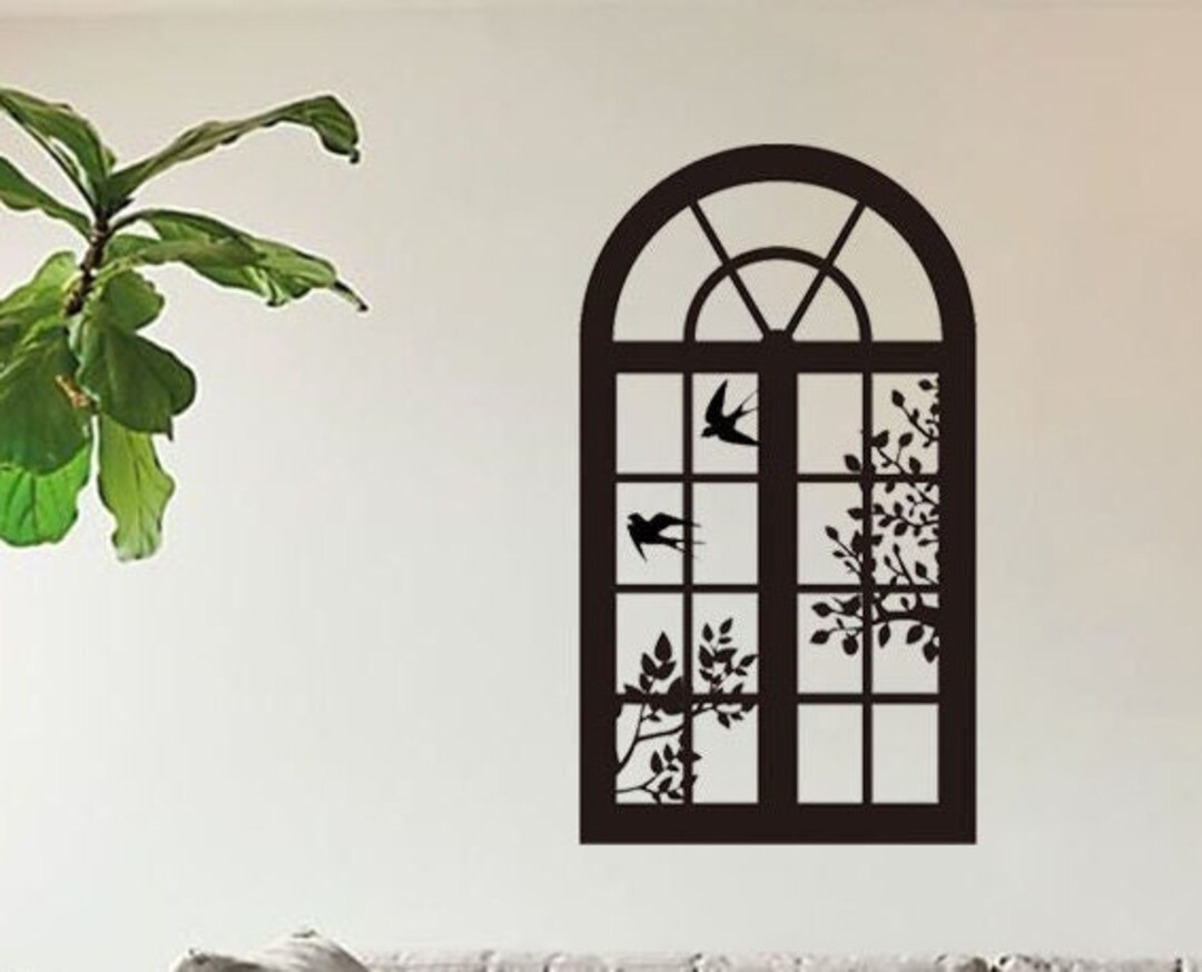 Swallow Flying Besides Window Wall Art, Window and Birds Metal Wall Art ...