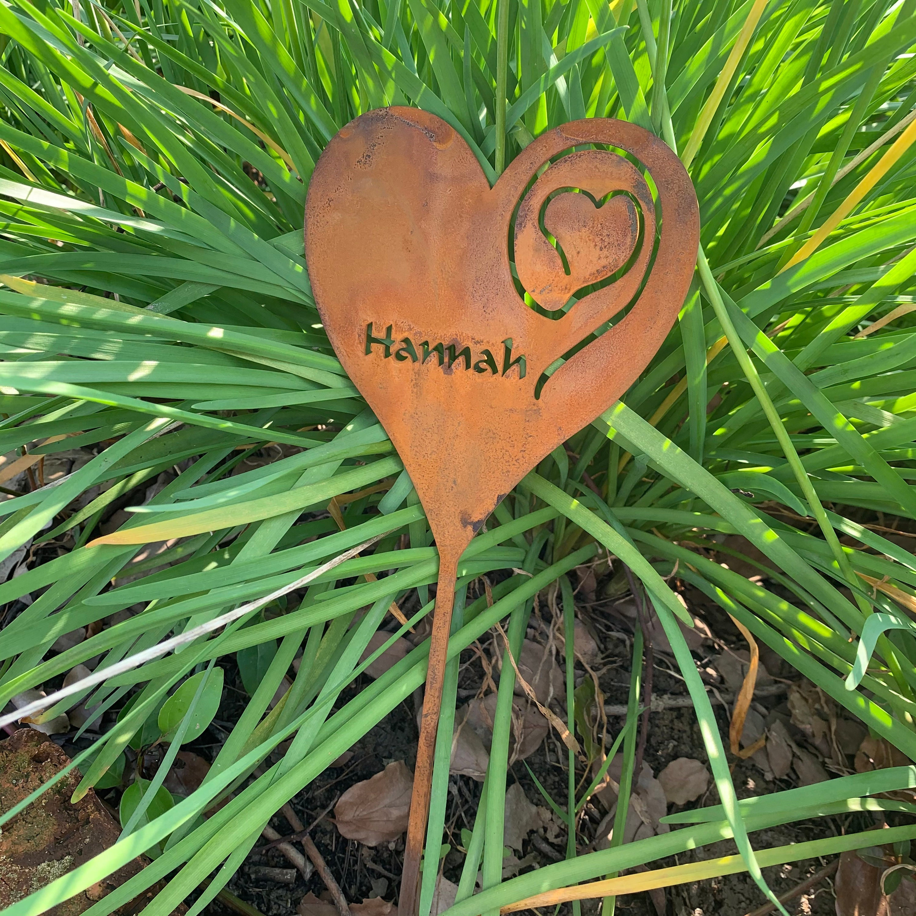 Heart Garden Stake, Rust Art Metal Stake, Garden Sculpture, Yard Garden ...
