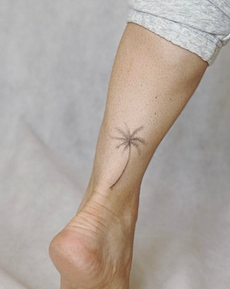 Fine Line Palm Tree Temporary Tattoo - Etsy UK