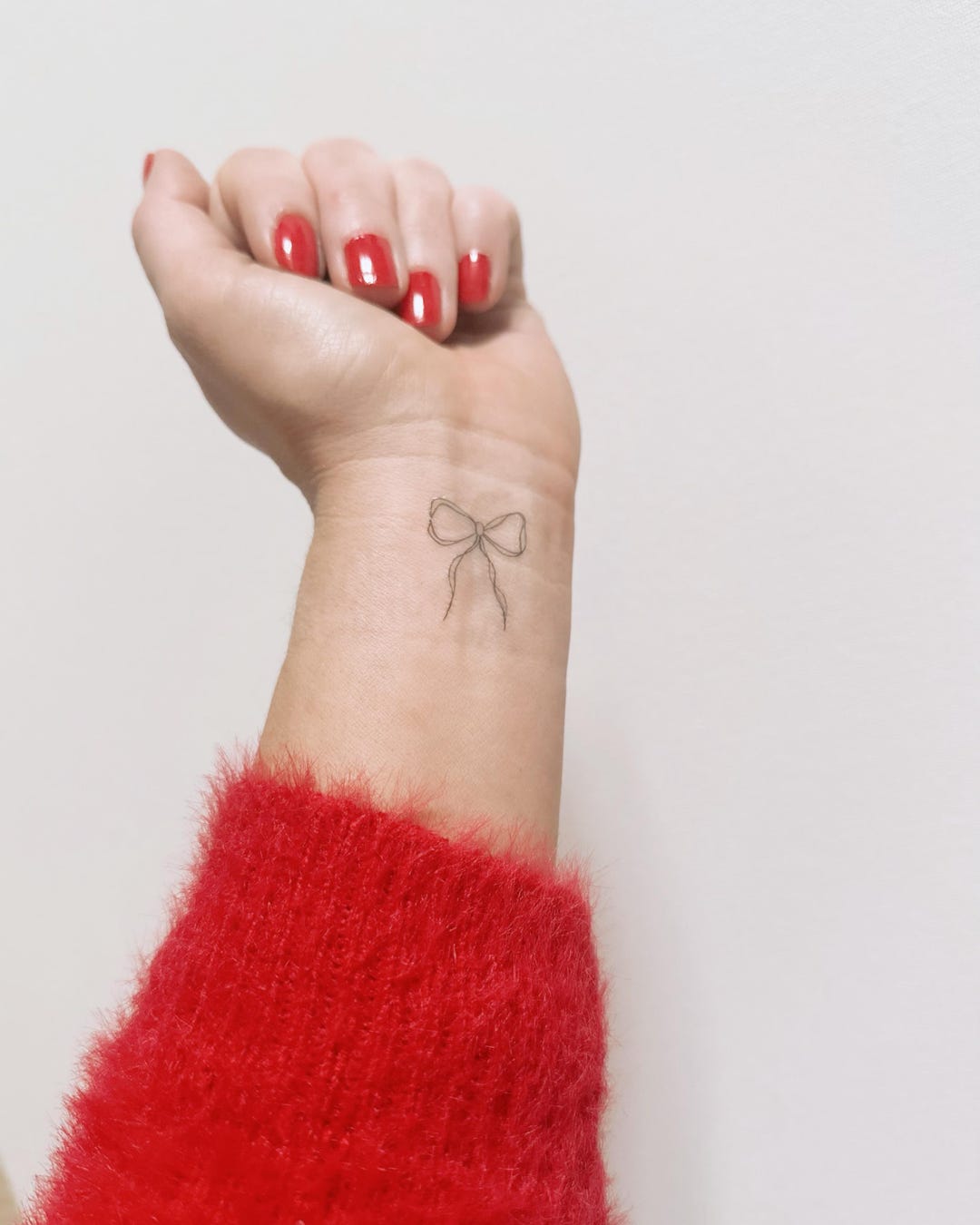 Fine Line Bow Temporary Tattoo - Etsy