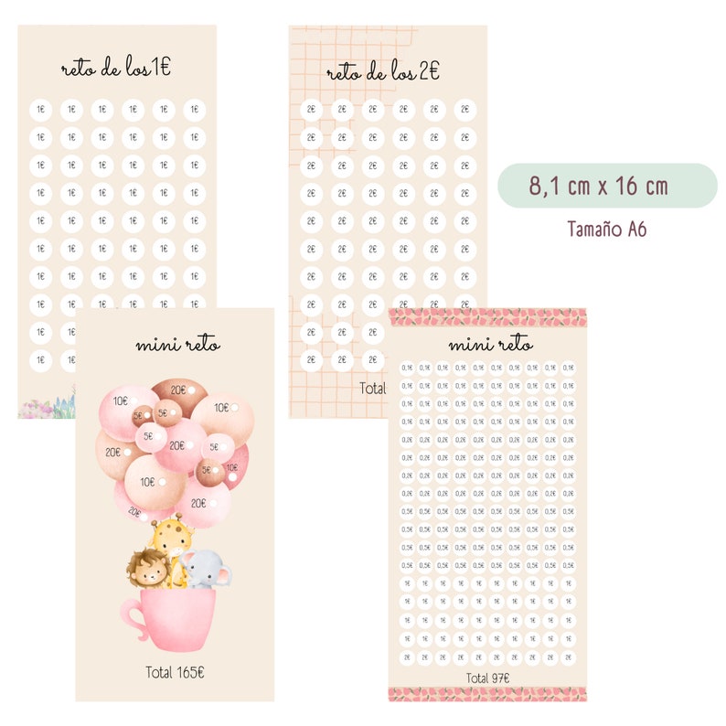 20 Hermosos Retos De Ahorros Colección Beige Español - Etsy