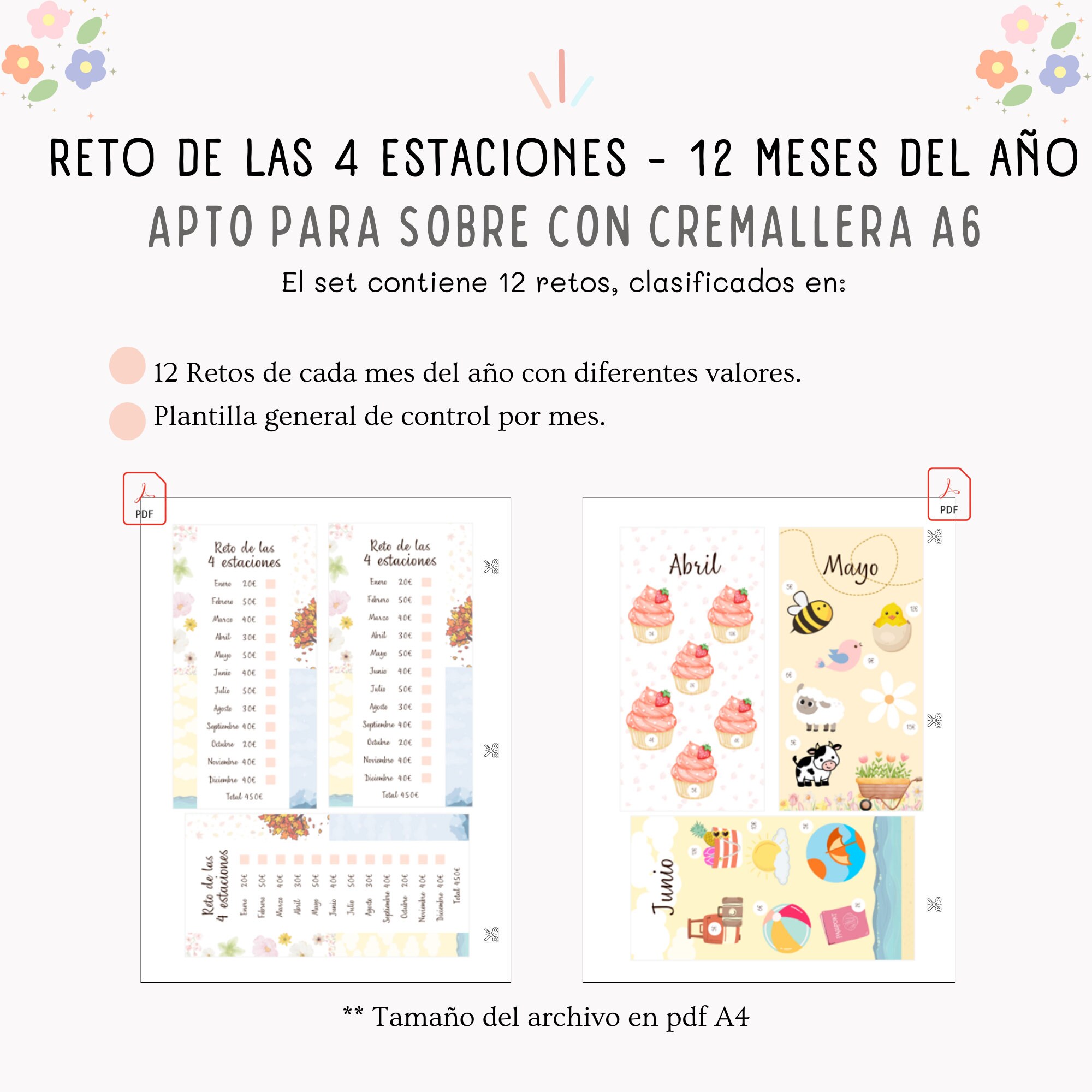 Reto De Las 4 Estaciones 12 Retos Con Los Meses Del Año 2024 Español - Etsy